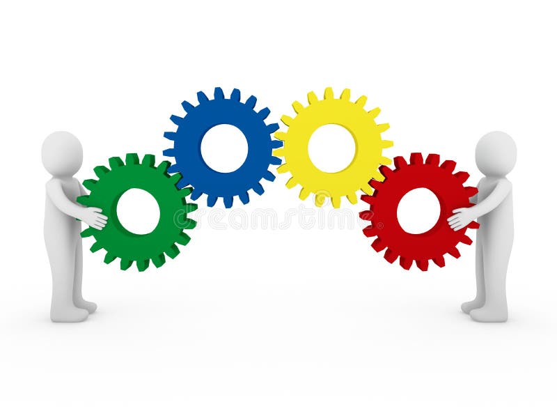 Engrenage Humain 3d Rouge Vert Bleu Jaune Illustration Stock ...