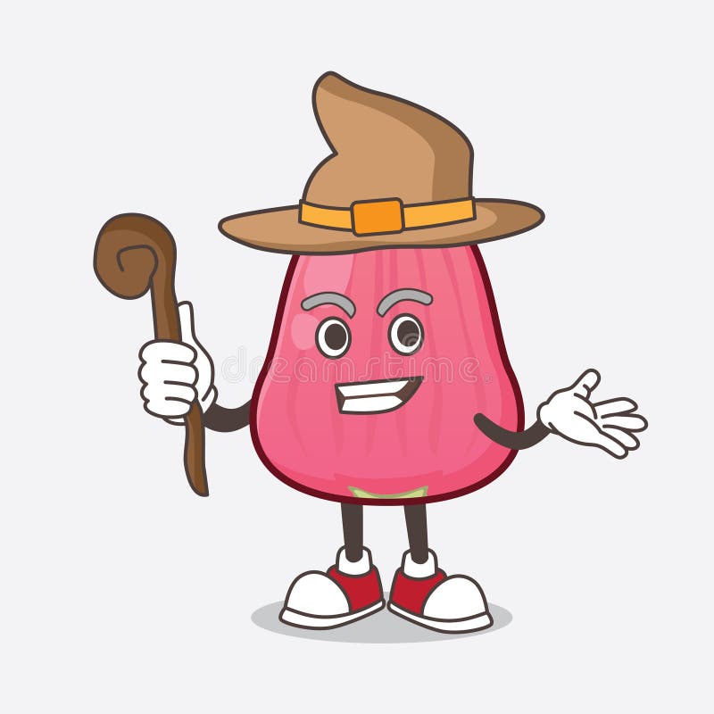 Java Apple Cartoon Mascot Character As a Witch on the Stage Stock ...