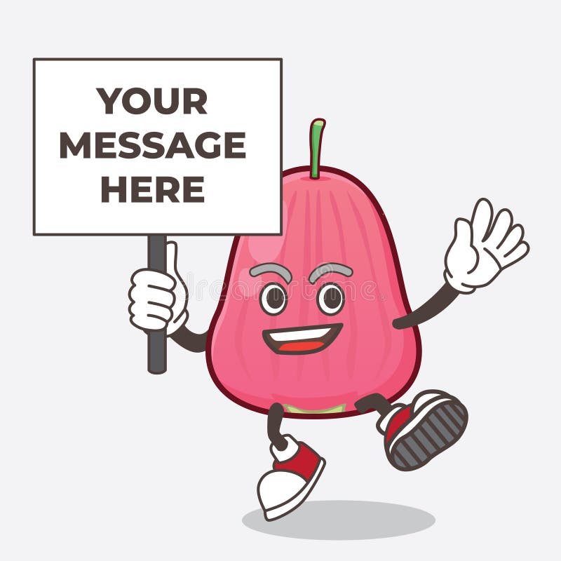 Java Apple Cartoon Mascot Character with Board Sign Message Stock ...