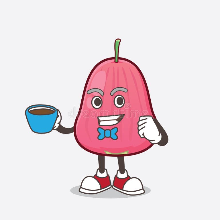 Java Apple Cartoon Mascot Character with a Cup of Coffee Stock Vector ...