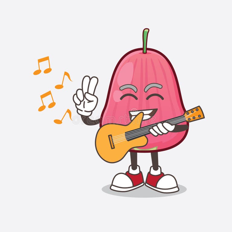Java Apple Cartoon Mascot Character Playing a Guitar Stock Vector ...