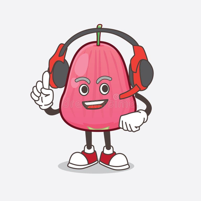 Java Apple Cartoon Mascot Character Speaking on a Headphone Stock ...