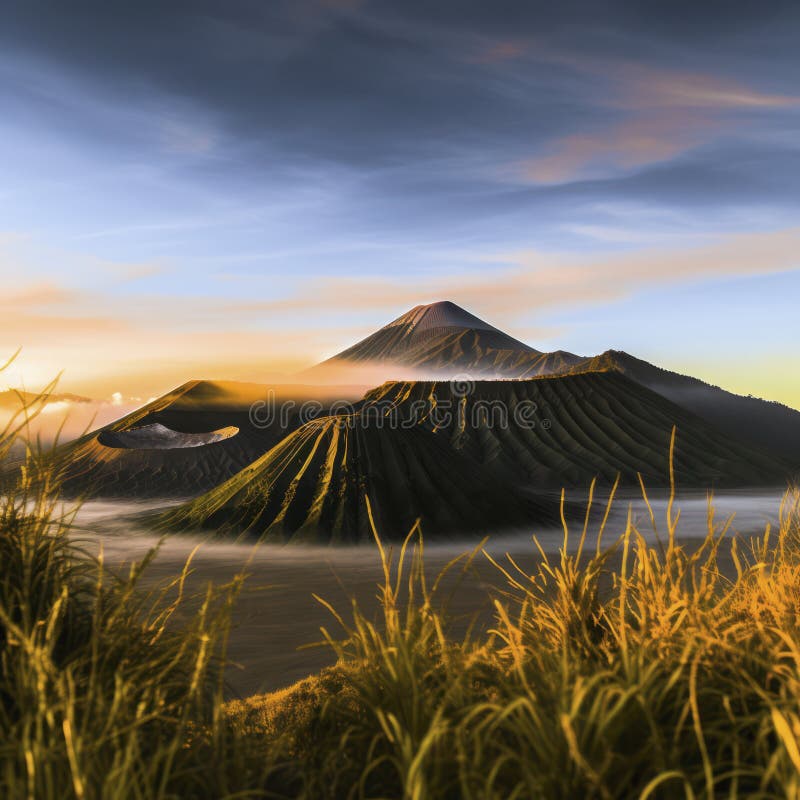 Java Bromo Volcano at Sunrise Stock Photo - Image of nature, mist ...