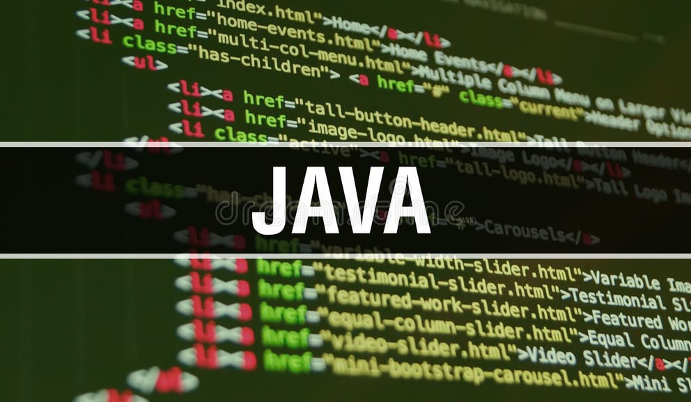JAVA Concept Illustration Using Code for Developing Programs and App. JAVA Website Code with ...