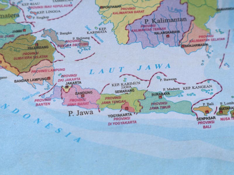 Map of Java, the Most Populous Island in Indonesia Stock Photo - Image ...