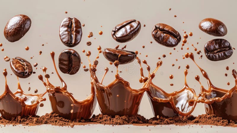 Java Joy: a Set of Delicious Coffee Beans in Splashes of Richly Roasted ...