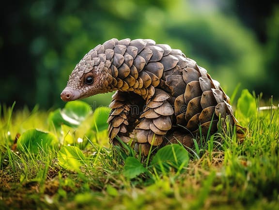 Ai Generated Illustration Wildlife Concept of Java Pangolin Manis Javanica Stock Illustration ...