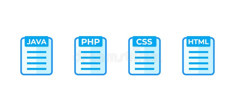 Java Php Css Html Code Vector Pictogrammen Op Wit Vector Illustratie Illustration Of Ontwerp
