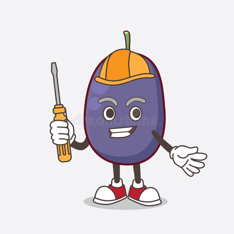 Java Plum Cartoon Mascot Character As Smart Technician Stock Vector ...