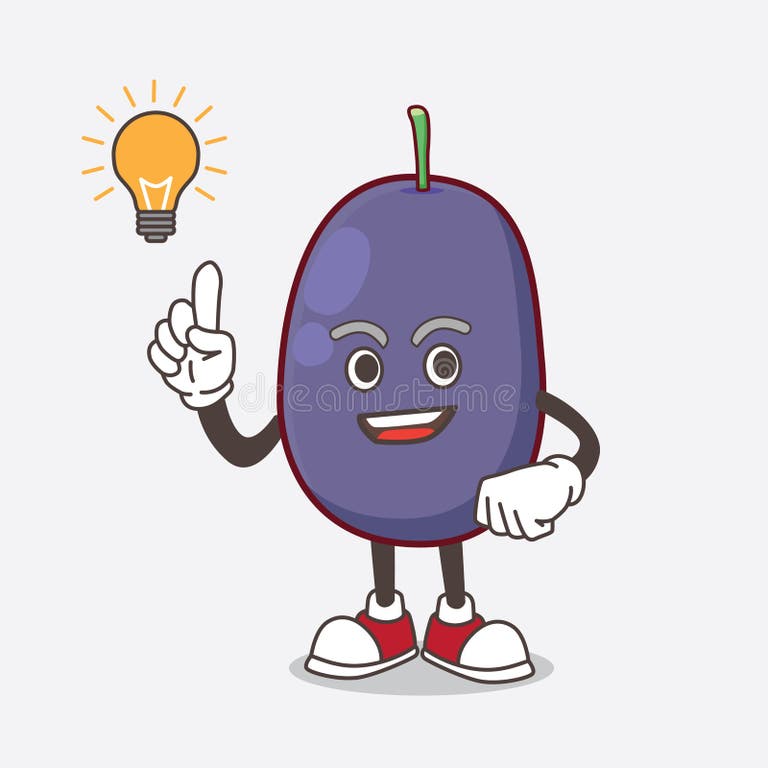 Java Plum Cartoon Mascot Character Get an Idea Stock Vector ...