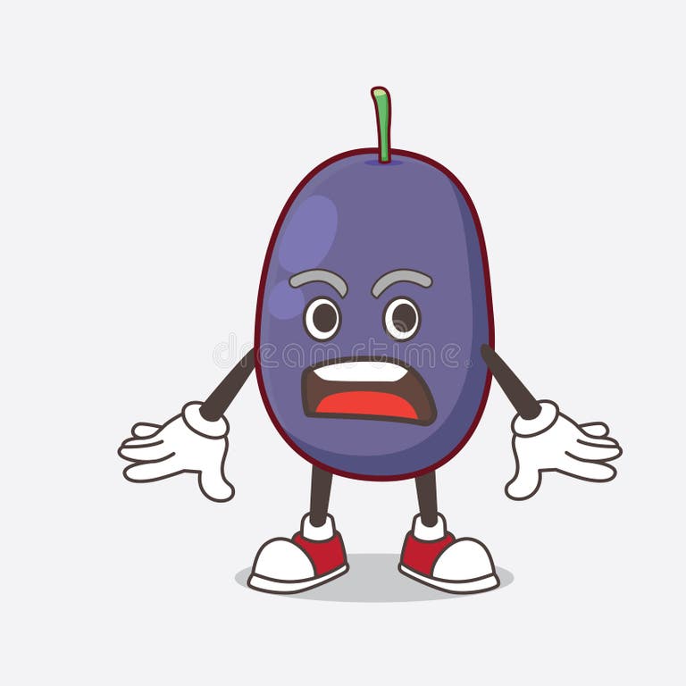 Java Plum Cartoon Mascot Character with a Surprised Gesture Stock ...