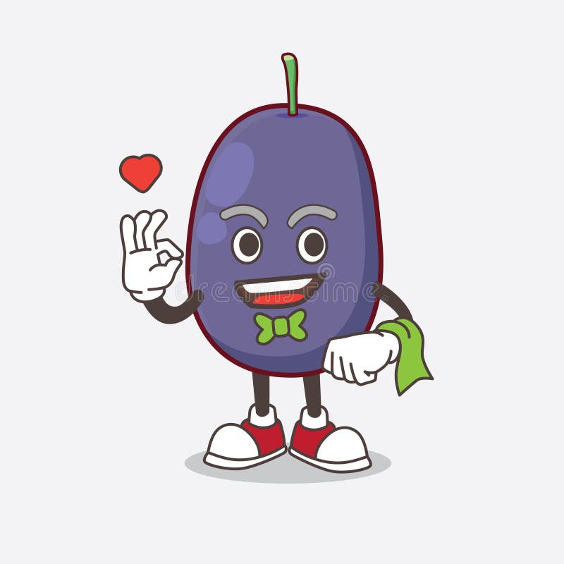 Java Plum Cartoon Mascot Character Working As a Waiter Stock Vector ...