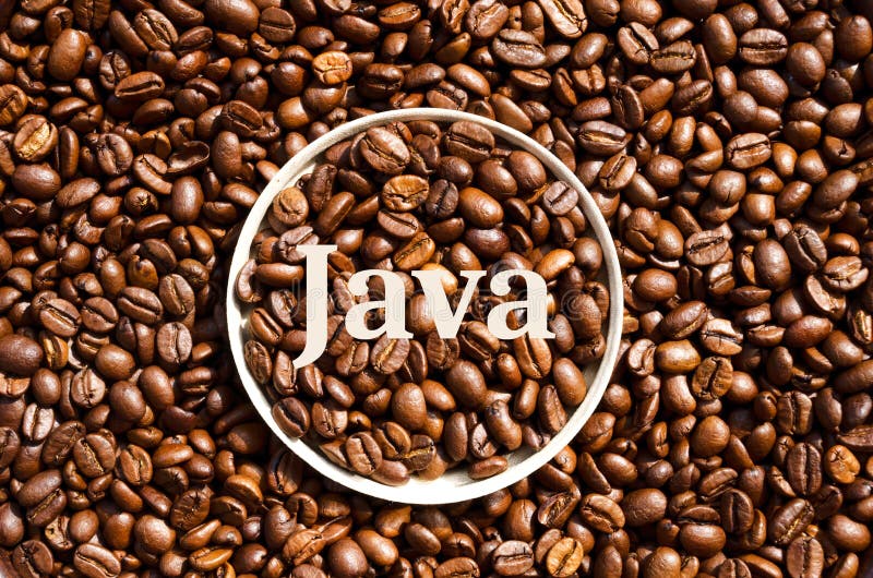 Java. Roasted Coffee Beans in a Paper Cup Lid Against the Background of ...
