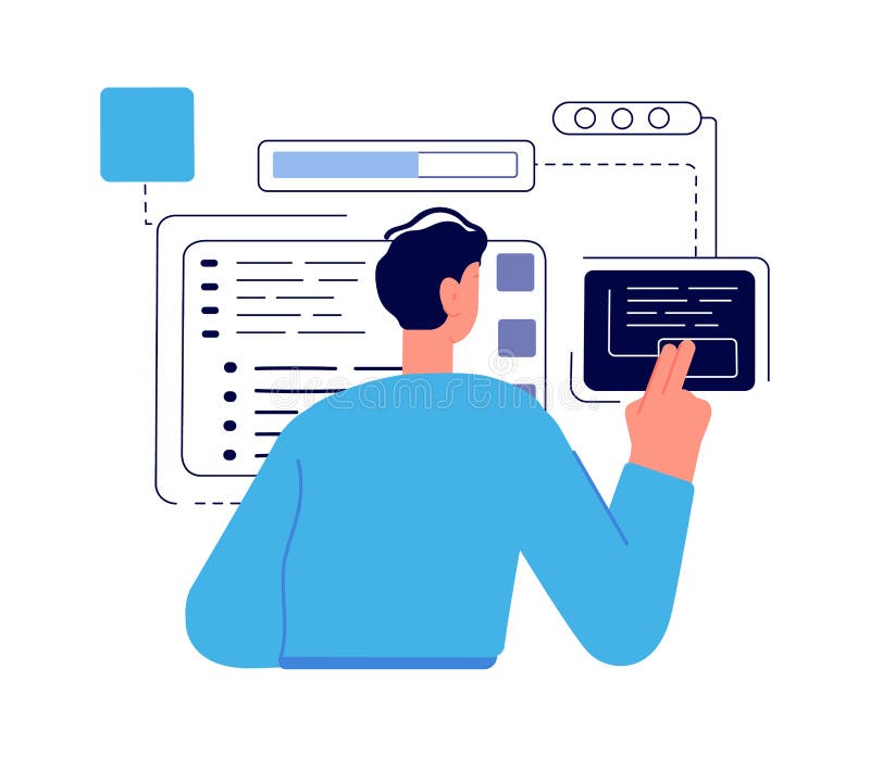 Person Programmer Working on Pc Laptop with Program Code on Screen. Coding and Programming ...