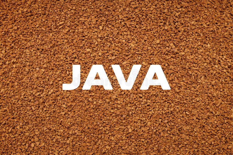 JAVA Text Over Background of Instant Coffee Granules Stock Image ...