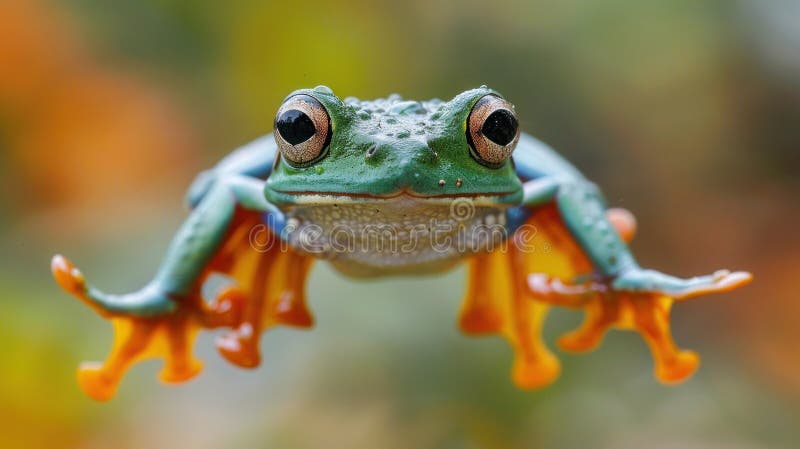 Javan Tree Frog in Flight: Captivating Image of a Flying Frog Soaring ...