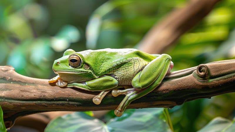 Javan Tree Frog on Laying on a Branch Stock Illustration - Illustration ...
