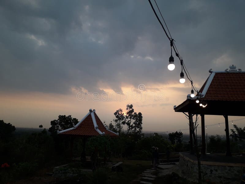 Javanese cafe on sunset stock photo. Image of adventure - 279897334