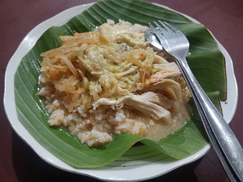 Javanese Chicken Rice with Coconut Milk Sauce Stock Image - Image of ...