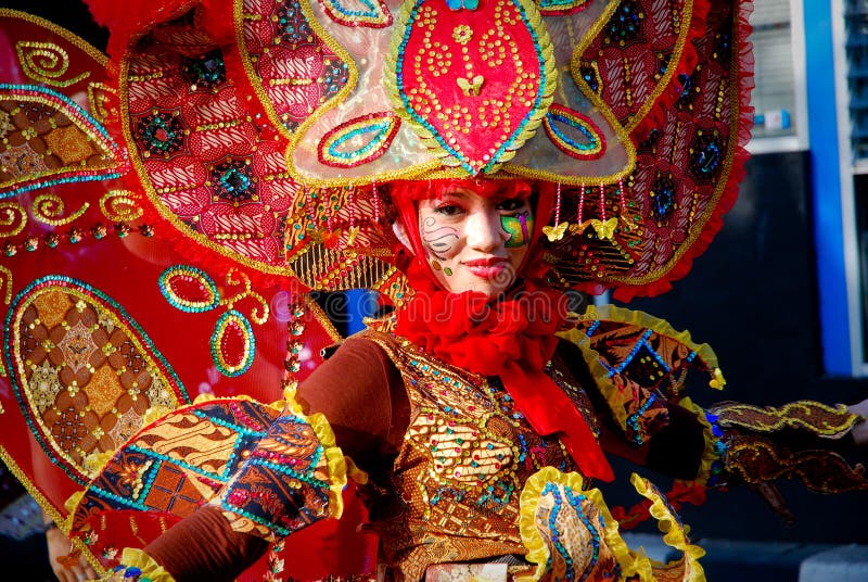 Javanese Dancer in Red at a Native Festival, Djokjakarta, Java ...