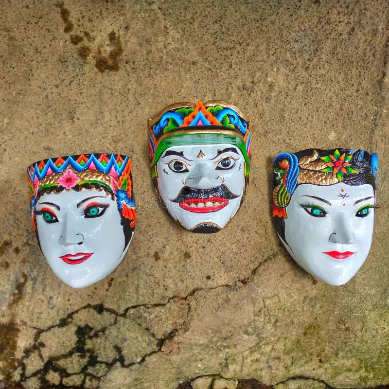 Javanese Traditional Wood Masks Stock Photo - Image of gallery, paper ...