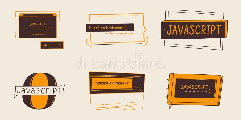 JavaScript Aesthetic Doodle Set Stock Illustration - Illustration of ...
