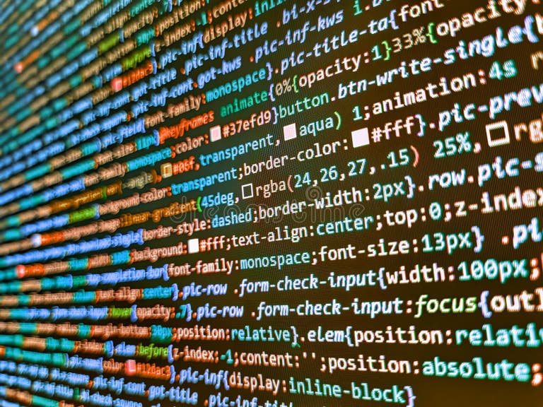 Javascript Code in Bracket Software. Information Technolog. Computer Script Typing Work ...