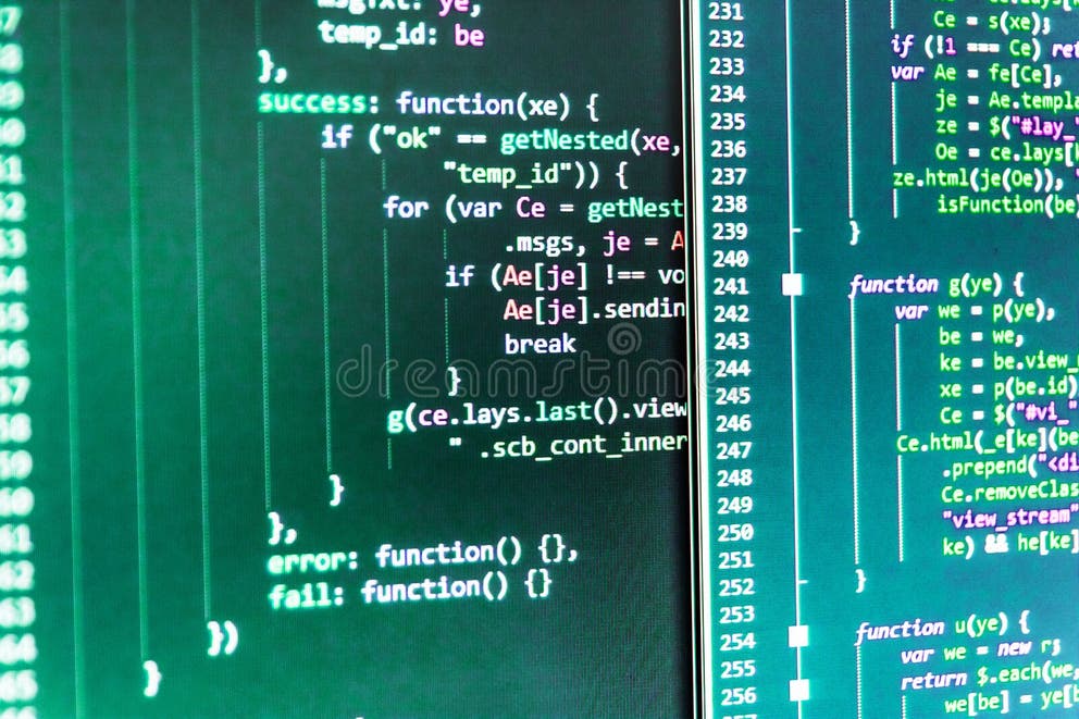 Javascript Code in Bracket Software. Stock Image - Image of language ...