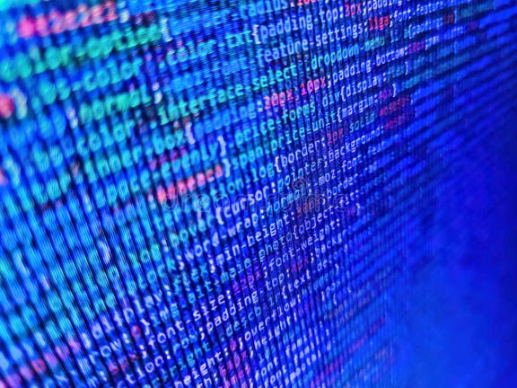 Javascript Code in Bracket Software. Programmer Working in a Software Develop Company Office ...