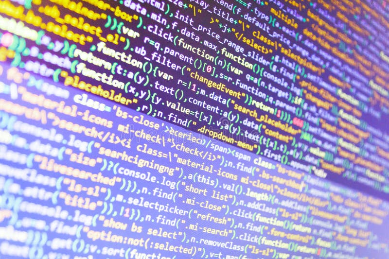 Javascript Code In Bracket Software Seo Concepts For Better Serp Programming Code Stock Image