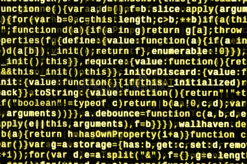 JavaScript Code in Text Editor. Coding Cyberspace Concept. Screen of ...
