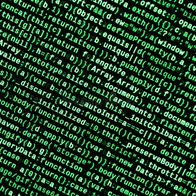 JavaScript Code in Text Editor. Coding Cyberspace Concept. Screen of ...