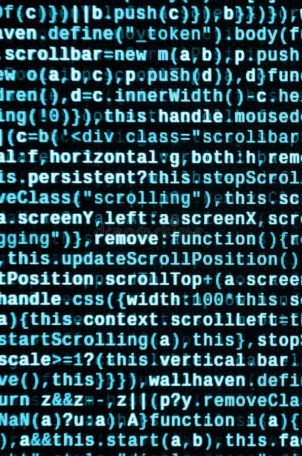 JavaScript Code in Text Editor. Coding Cyberspace Concept. Screen of ...