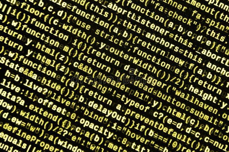 JavaScript Code in Text Editor. Coding Cyberspace Concept. Screen of ...