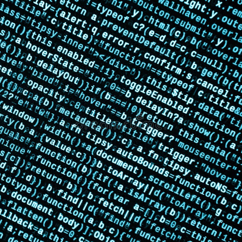 JavaScript Code in Text Editor. Coding Cyberspace Concept. Screen of ...