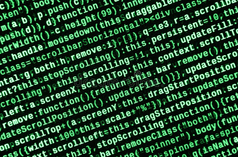 JavaScript Code in Text Editor. Coding Cyberspace Concept. Screen of Web Developing Code Stock ...