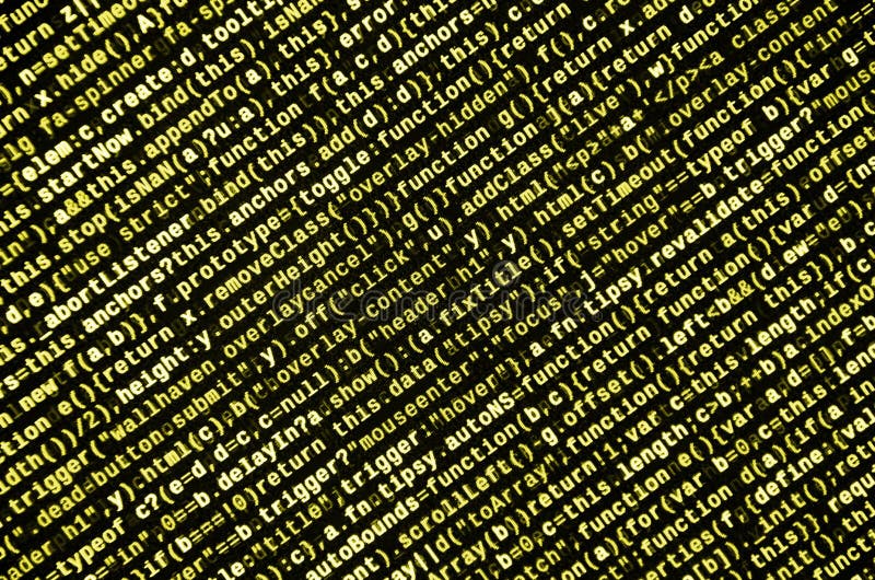 JavaScript Code in Text Editor. Coding Cyberspace Concept. Screen of ...