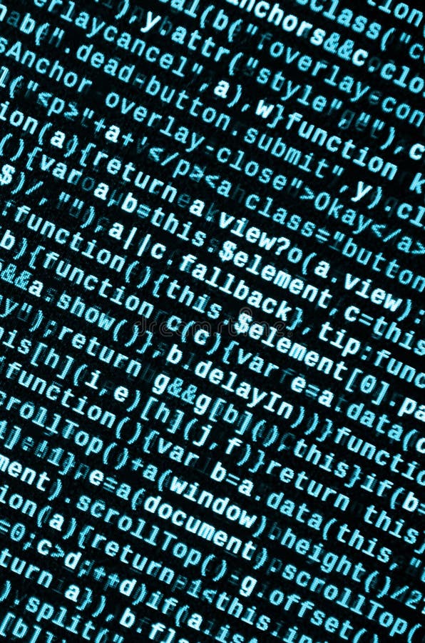 JavaScript Code in Text Editor. Coding Cyberspace Concept. Screen of ...