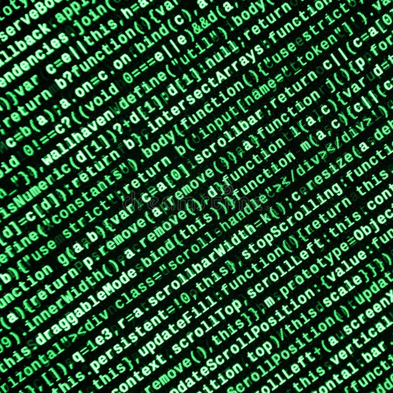 JavaScript Code in Text Editor. Coding Cyberspace Concept. Screen of Web Developing Code Stock ...