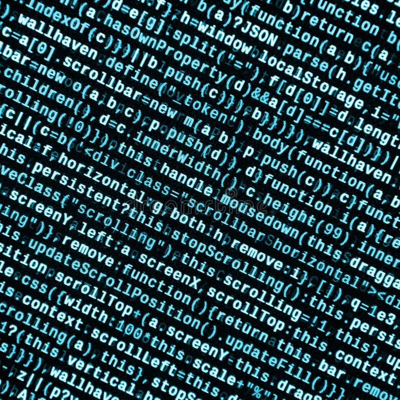 JavaScript Code in Text Editor. Coding Cyberspace Concept. Screen of ...