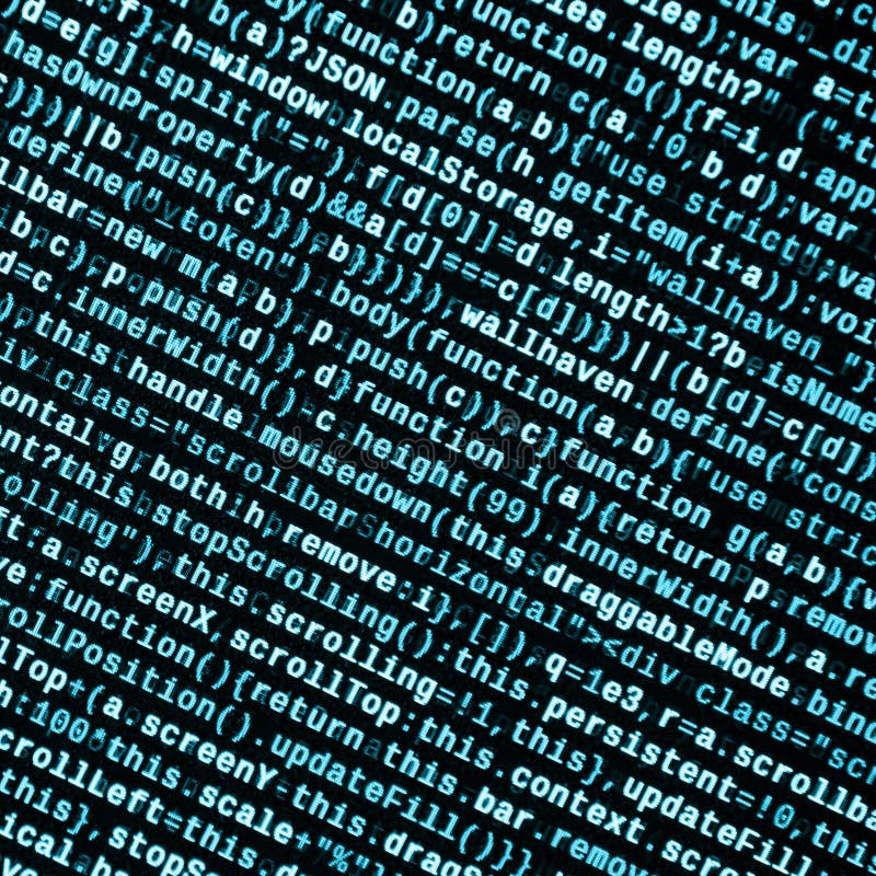 JavaScript Code in Text Editor. Coding Cyberspace Concept. Screen of ...