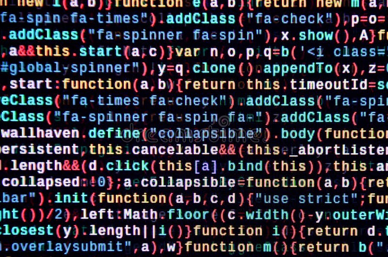 Javascript Code In Text Editor Coding Cyberspace Concept Screen Of Web Developing Code Stock