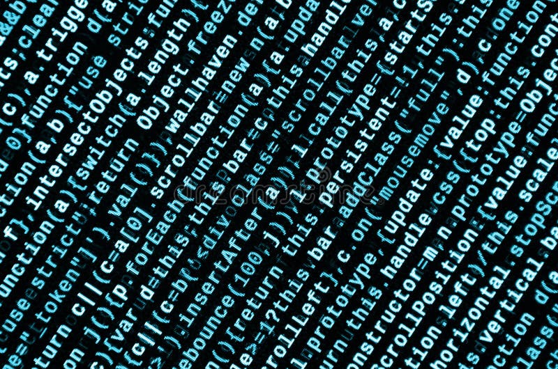 JavaScript Code in Text Editor. Coding Cyberspace Concept. Screen of ...