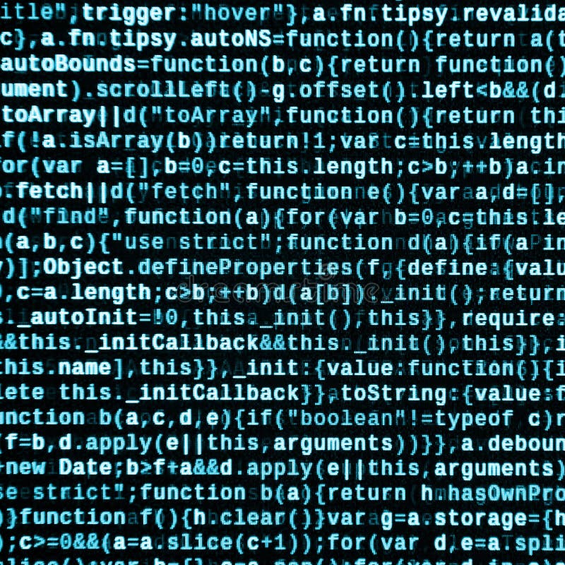 JavaScript Code in Text Editor. Coding Cyberspace Concept. Screen of ...