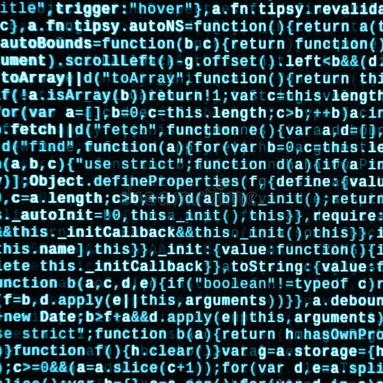 JavaScript Code in Text Editor. Coding Cyberspace Concept. Screen of Web Developing Code Stock ...