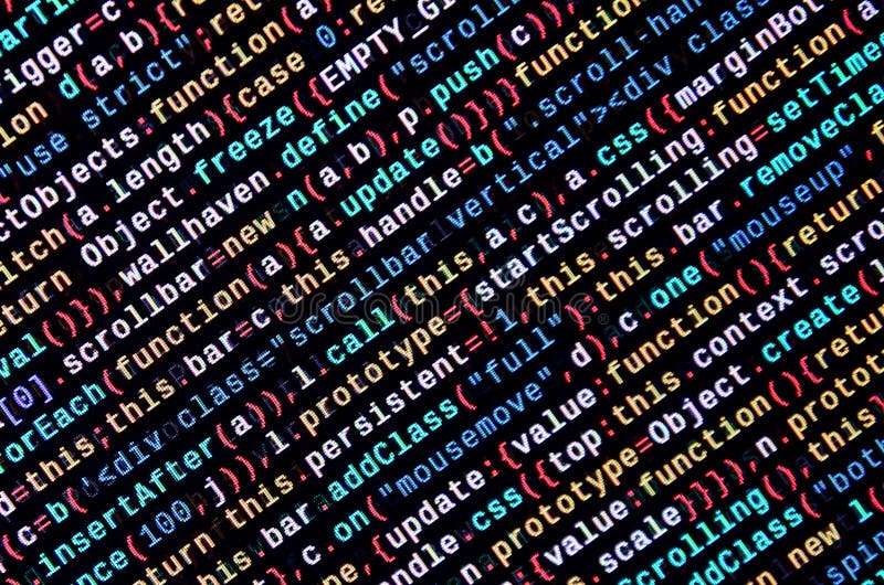 JavaScript Code in Text Editor. Coding Cyberspace Concept. Screen of ...