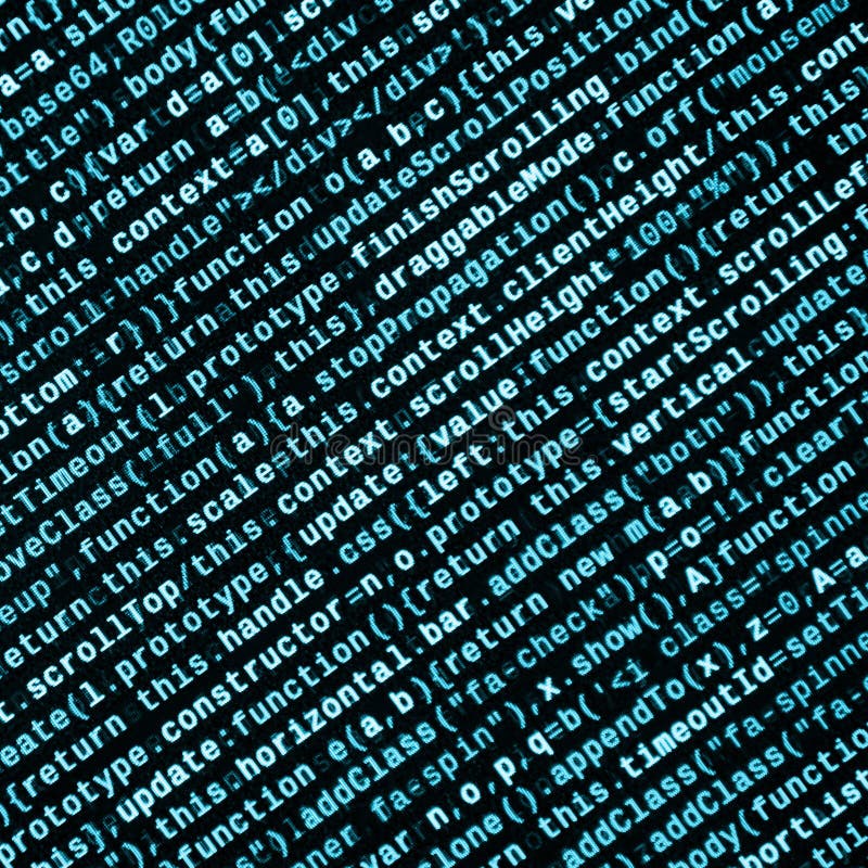 JavaScript Code in Text Editor. Coding Cyberspace Concept. Screen of ...