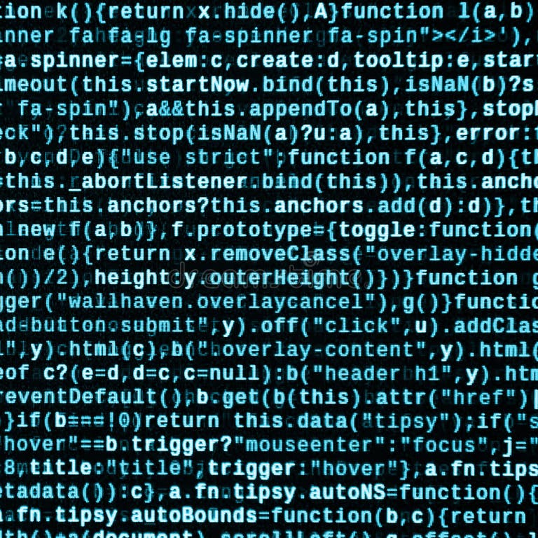 JavaScript Code in Text Editor. Coding Cyberspace Concept. Screen of ...