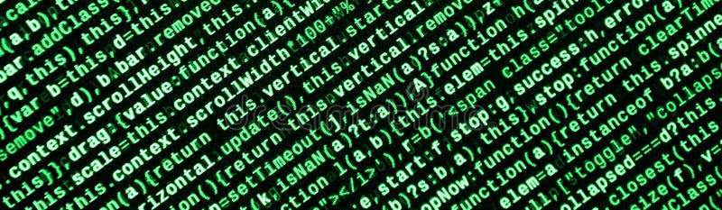 JavaScript Code in Text Editor. Coding Cyberspace Concept. Screen of Web Developing Code Stock ...