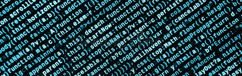 JavaScript Code in Text Editor. Coding Cyberspace Concept. Screen of ...